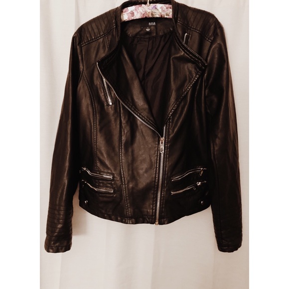 a.n.a | Jackets & Coats | Ana Black Leather Jacket Large Motor Jacket ...